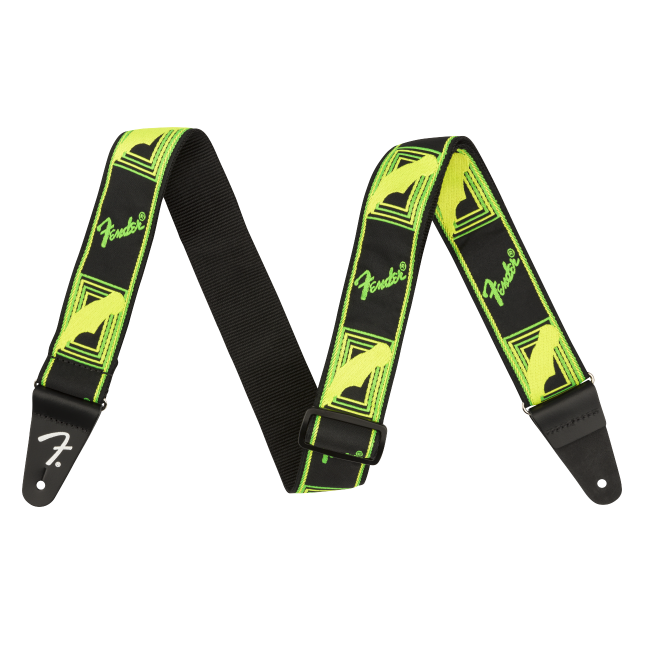 Fender Neon Monogrammed Strap, Green and Yellow, 2" | Bob's Guitars ...